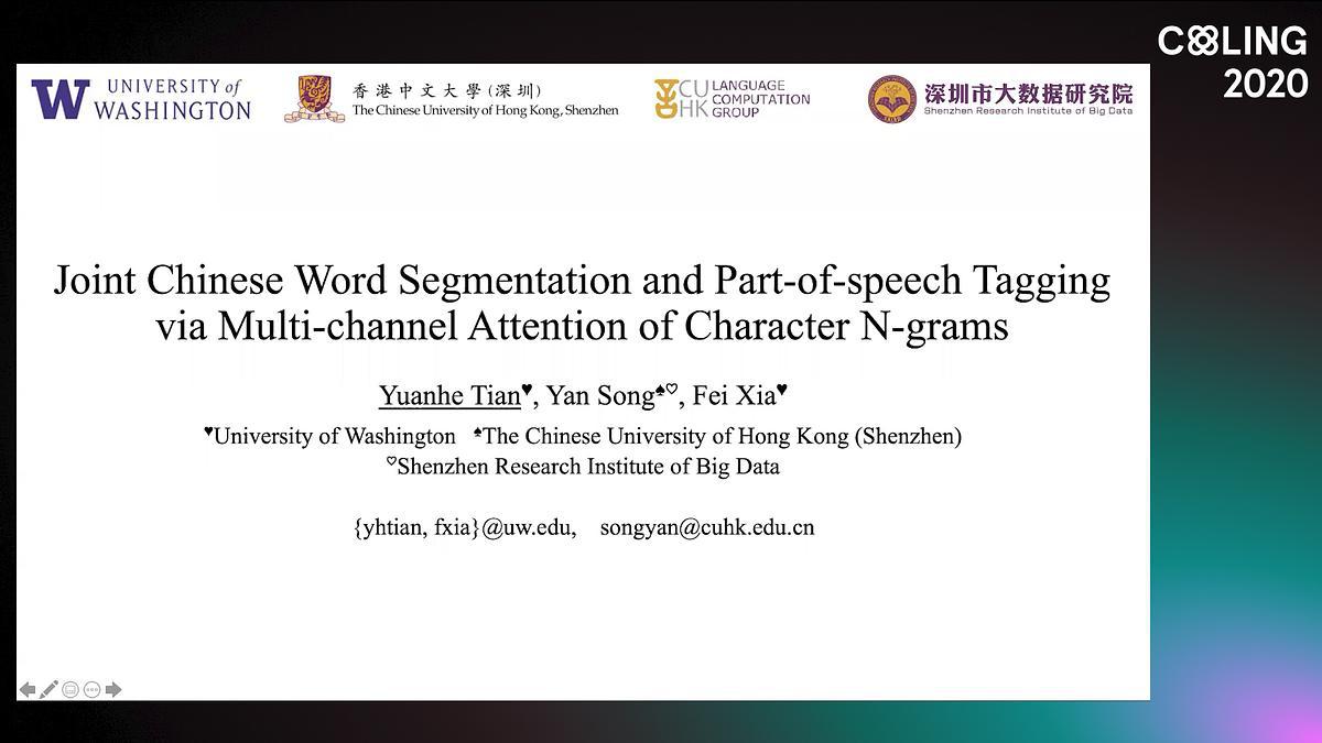 Joint Chinese Word Segmentation and Part-of-speech Tagging via Multi-channel Attention of ...